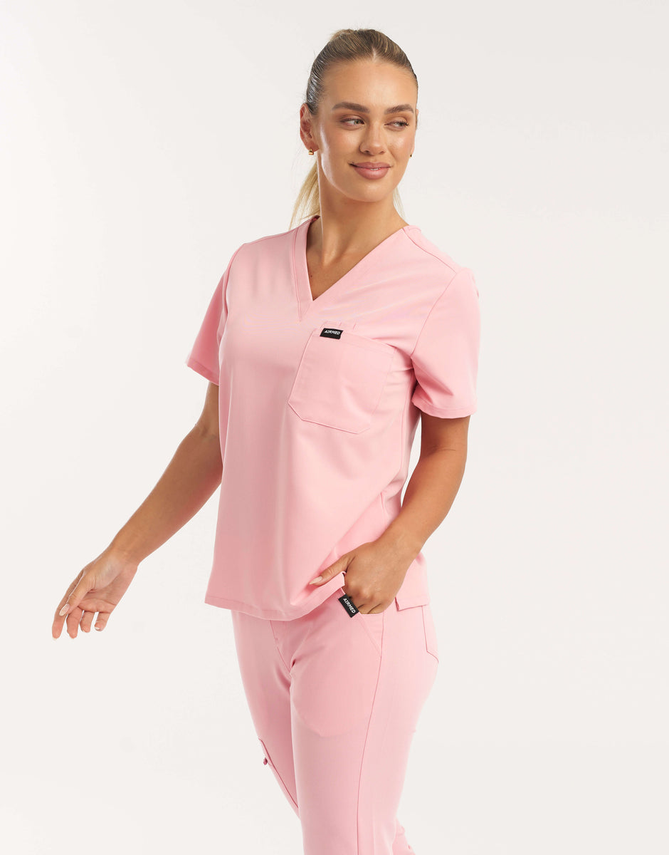Pink V Neck Scrub Top – Airmed Scrubs