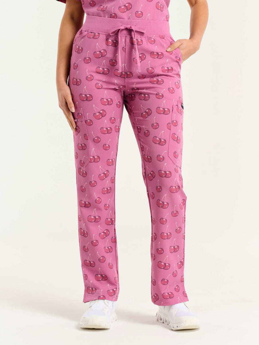Essential Multi-Pocket Scrub Pants in Cherry Print | Airmed Scrubs
