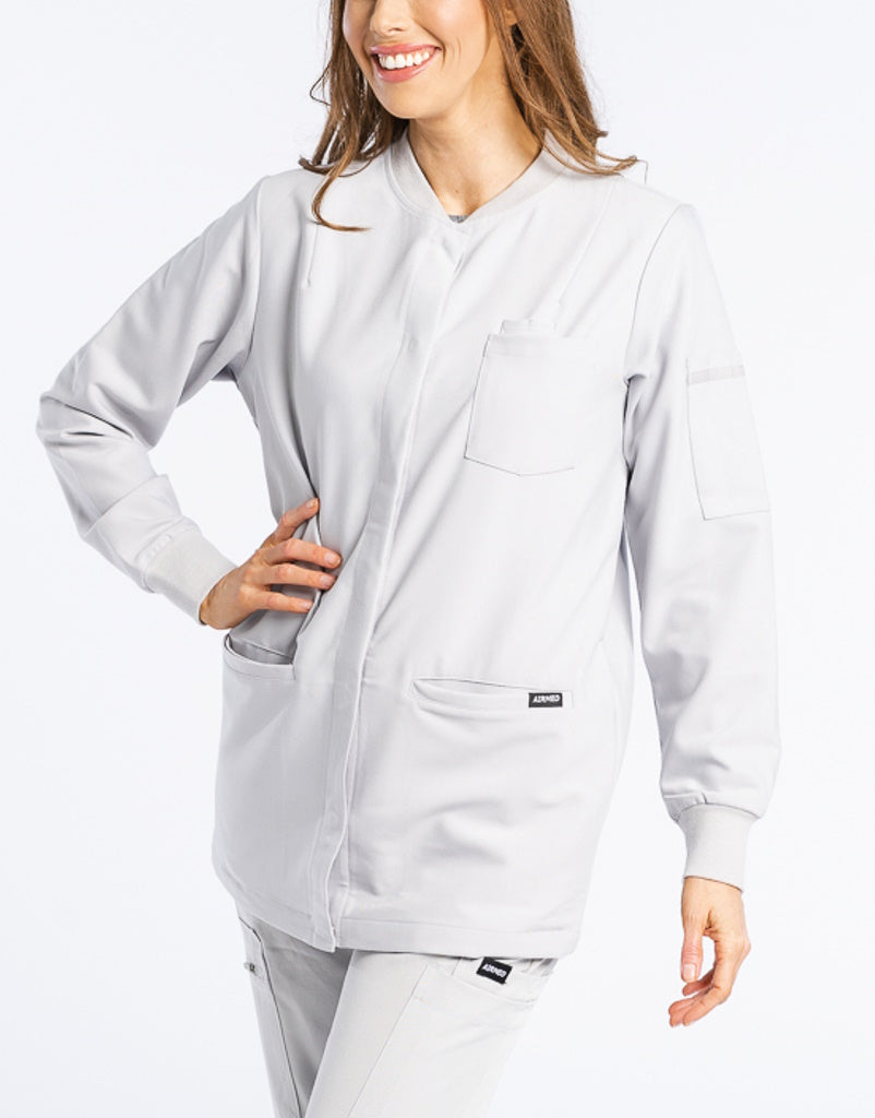 Scrub Jacket Button Up - Tail light Grey – Airmed Scrubs