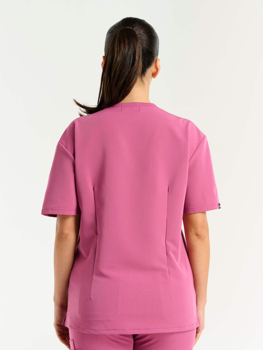 Essential V Neck Scrub Top in Red Violet | Airmed Scrubs